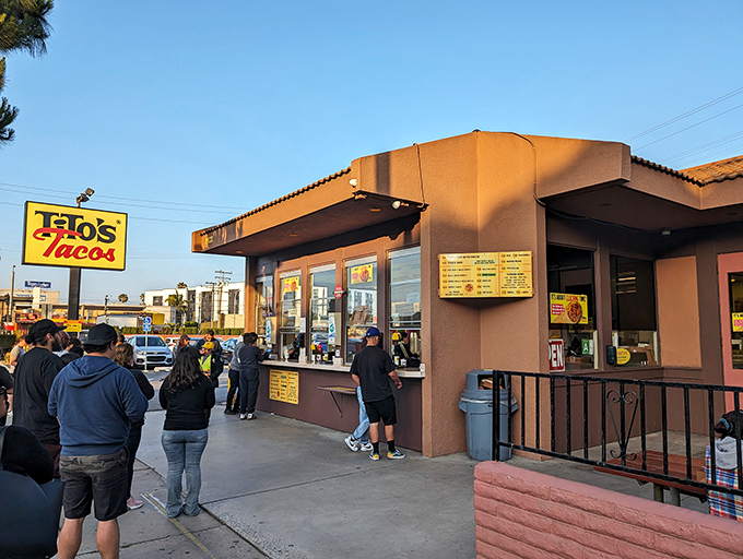 The orange fortress of taco dreams where generations have made their pilgrimage.