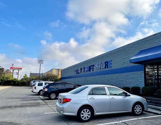 That distinctive blue and gray exterior houses more vintage treasures than your grandmother's entire attic collection.