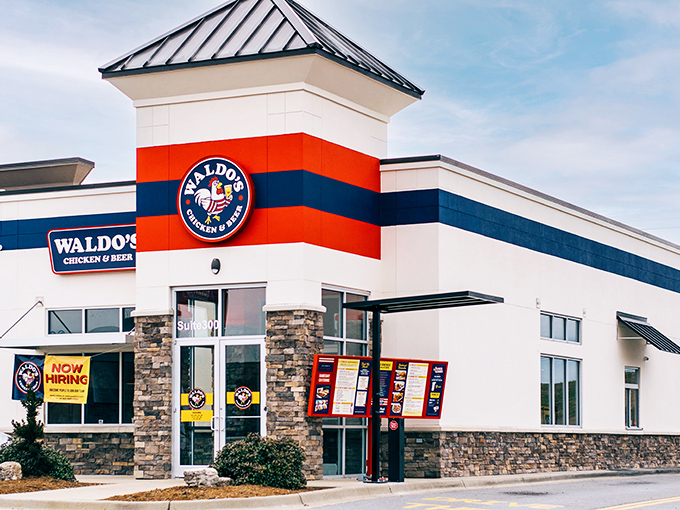 Waldo's crisp red-white-blue exterior is as American as their perfectly fried chicken and cold beer combo.