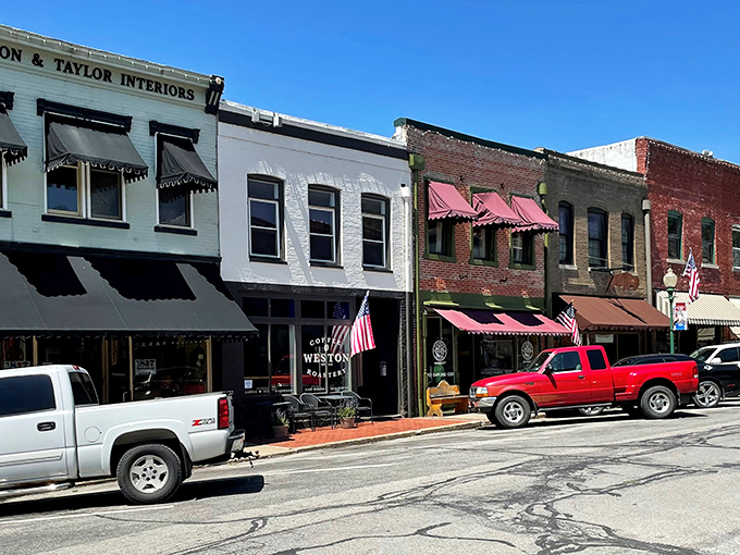 Weston's covered sidewalks prove our ancestors knew something about staying comfortable while window shopping downtown.