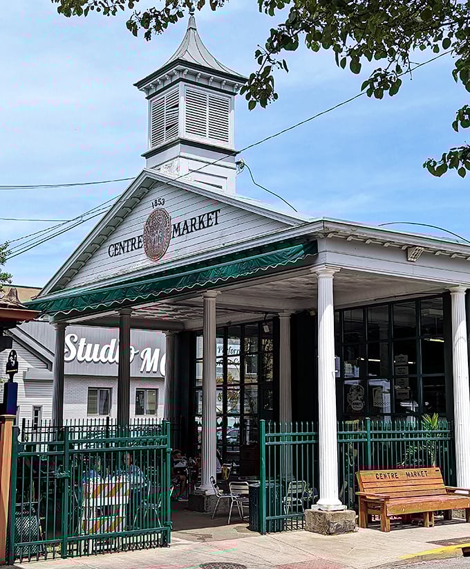 Centre Market's historic 1853 building stands tall, its white columns and cupola a Victorian invitation to shoppers.