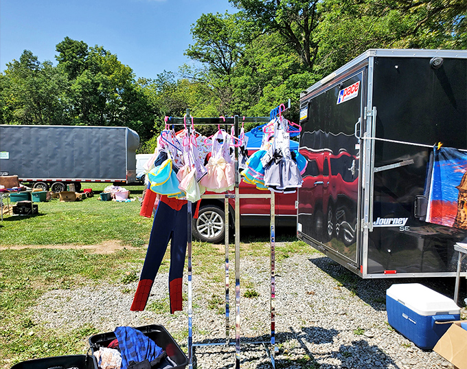 Colorful costumes sway in the sunshine at Willow Glen Flea Market, where friendly vendors and family fun fill the weekend air.
