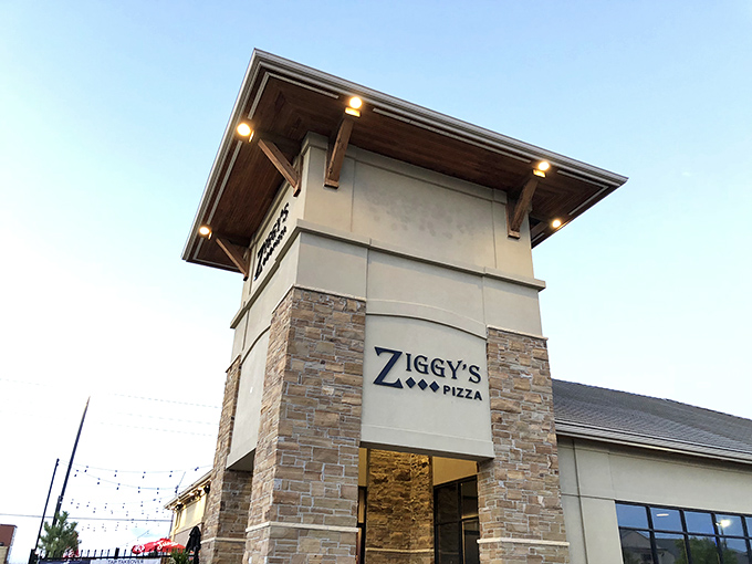 Ziggy's towers above the ordinary pizza landscape. That stone facade isn't just showing off&mdash;it's setting expectations for architectural pizza perfection.