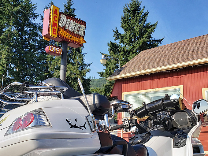 Where motorcycles meet mouthwatering meals&mdash;ACME Diner's vintage sign has been guiding hungry riders to breakfast bliss for years.