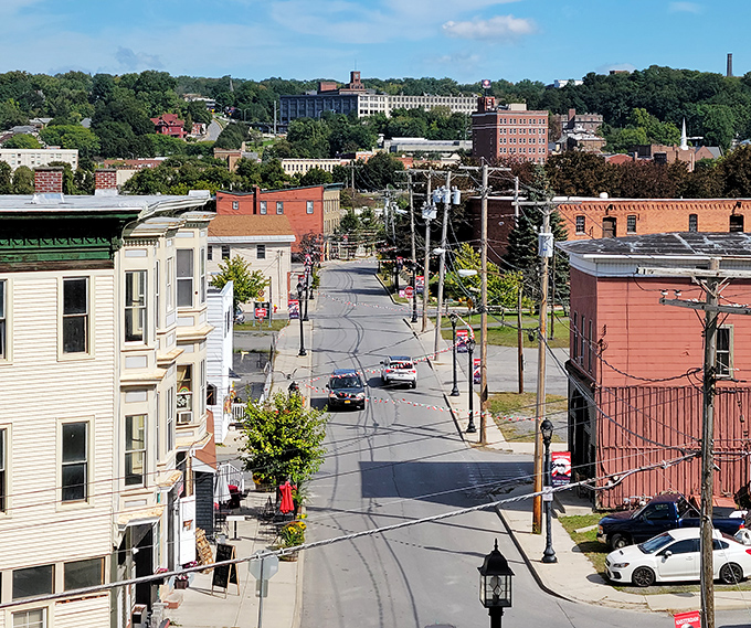 From this vantage point, Amsterdam reveals itself as a patchwork of affordable neighborhoods nestled along the scenic Mohawk River.
