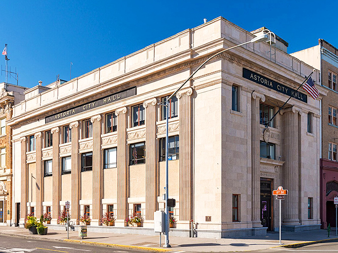 The grand architecture of Astoria City Hall speaks to a time when salmon canneries made this river town the "Sardine Capital of the World."
