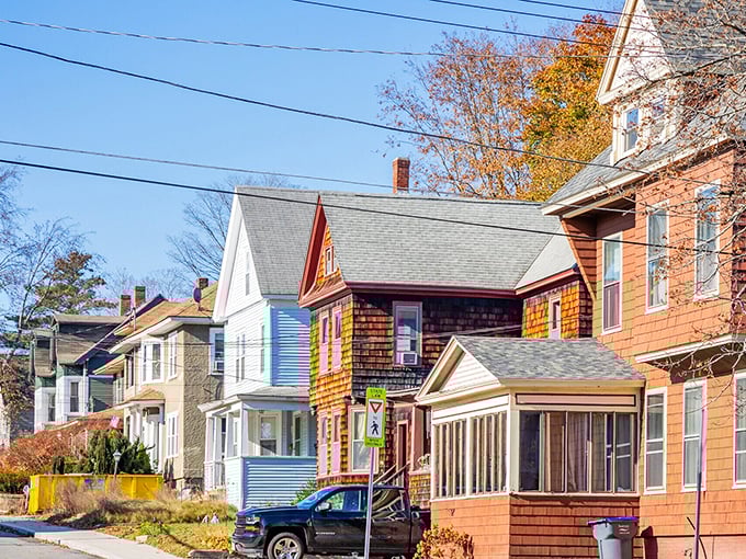 Architectural rainbow! These Athol homes cost less per month than a fancy Boston dinner for two, with autumn leaves thrown in for free.