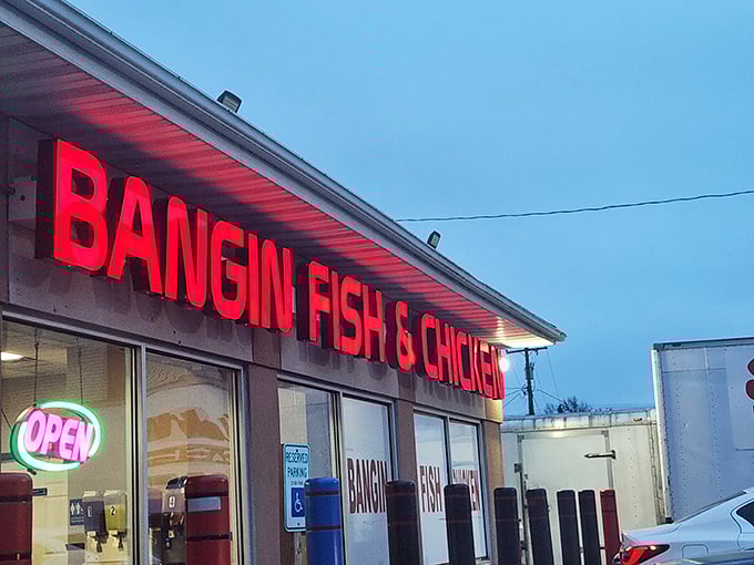 When the neon "OPEN" sign glows at Bangin' Fish & Chicken, it's like a bat signal for your taste buds.