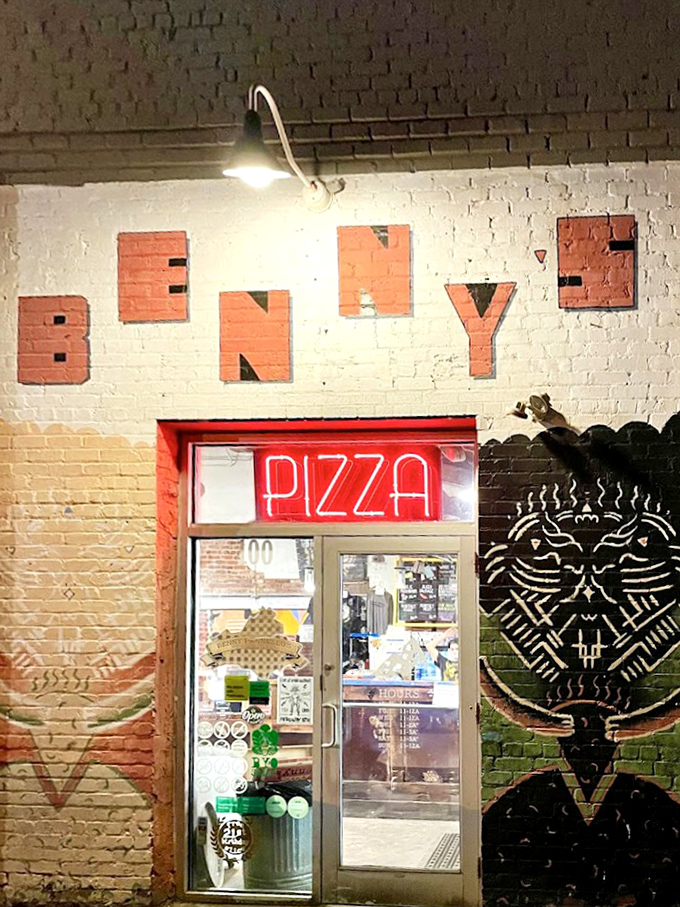 Benny's painted brick walls tell stories, but the real masterpiece happens inside those ovens every day.