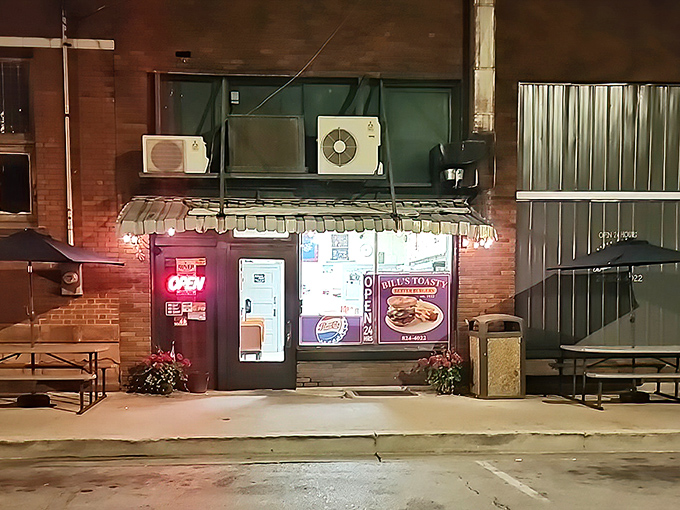 That awning has sheltered countless satisfied customers from both rain and burger-induced tears of joy.