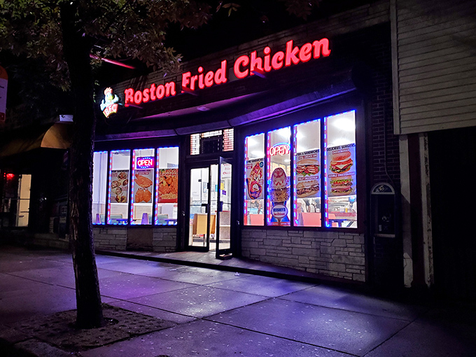 That purple glow says "we're open for business" in the most deliciously inviting way possible. 