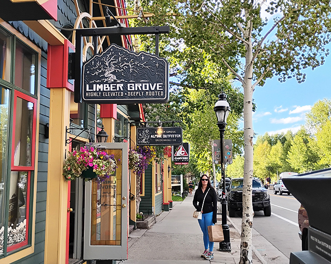 A sunny stroll along Breckenridge&rsquo;s colorful Main Street, where alpine charm and small-town warmth meet.