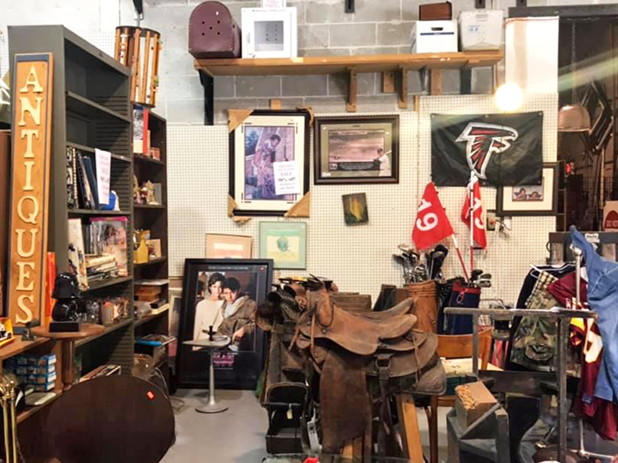 Inside treasures include everything from vintage saddles to sports memorabilia spanning decades of history.