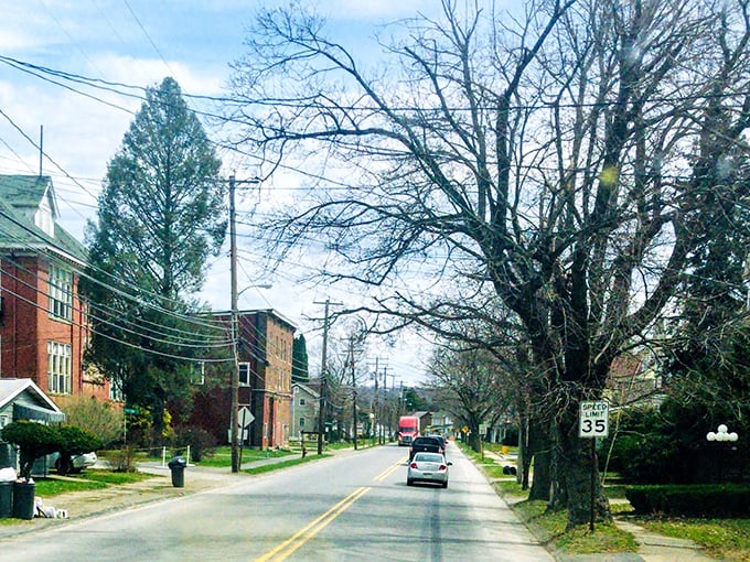 Tree-lined streets of Brookville welcome retirees with affordable charm and peaceful small-town living along Route 35.