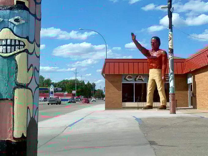 This cheerful statue waves hello like North Dakota's friendliest greeter, welcoming visitors with open arms and endless enthusiasm.