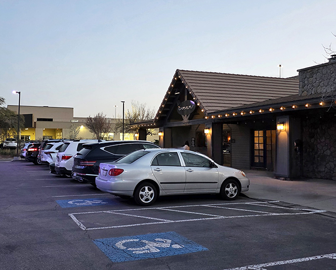 Evening at Carvers transforms this steakhouse into a warm sanctuary. String lights add magic to meat-eating missions.