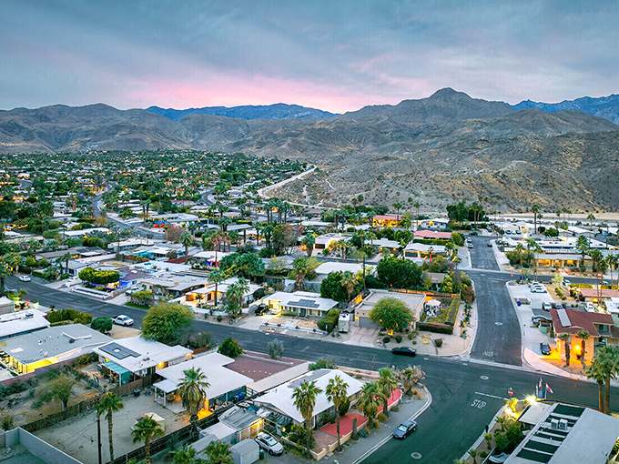 Desert living looks pretty good from up here, with mountains standing guard over Cathedral City's peaceful neighborhoods.