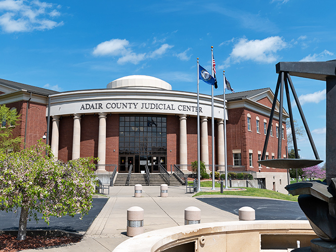 The impressive Adair County Judicial Center stands as Columbia's architectural crown jewel &ndash; columns and all.