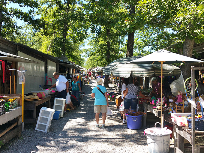Under shaded pavilions, vendors create their own little neighborhoods of nostalgic treasures and practical finds.