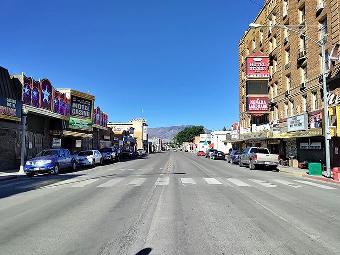 Main street stretches through town where local businesses keep prices reasonable and neighbors still know each other.