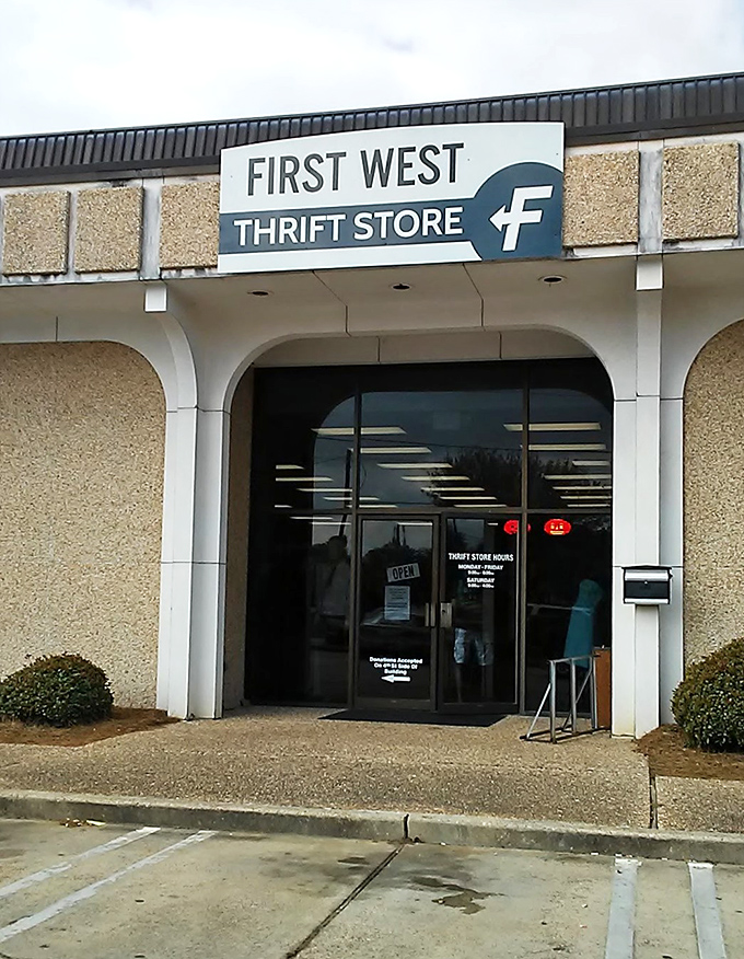 The modest storefront proves that great thrift finds come in unassuming packages - don't judge this book.