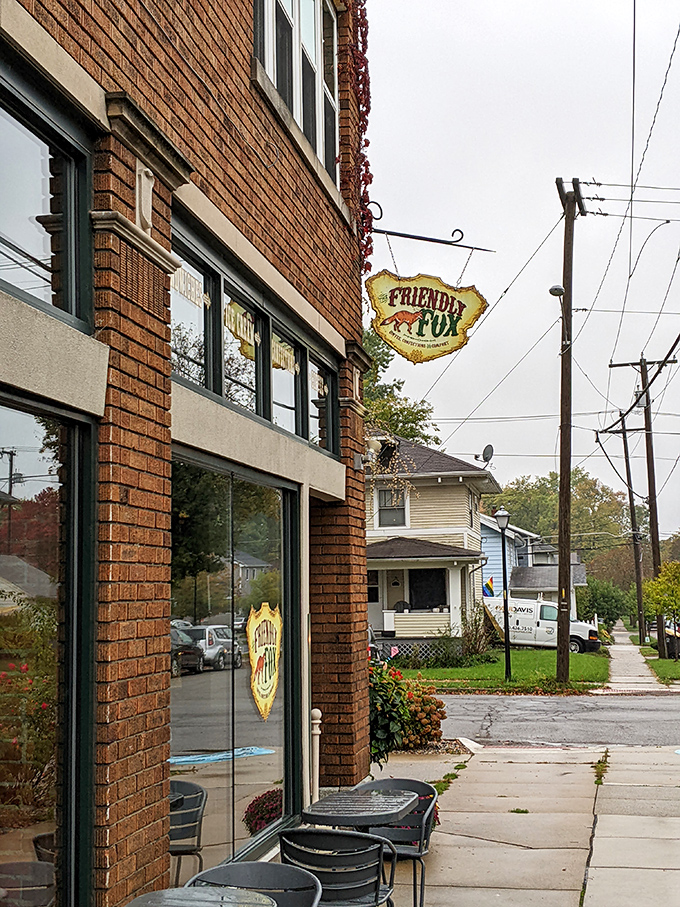 That sign swinging in the breeze says it all - the Friendly Fox offers neighborhood charm with a side of creative sandwiches in this cozy brick building.