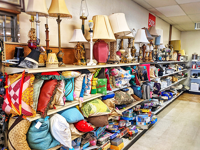 Every lamp and treasure gets its moment to shine in these thoughtfully arranged displays.