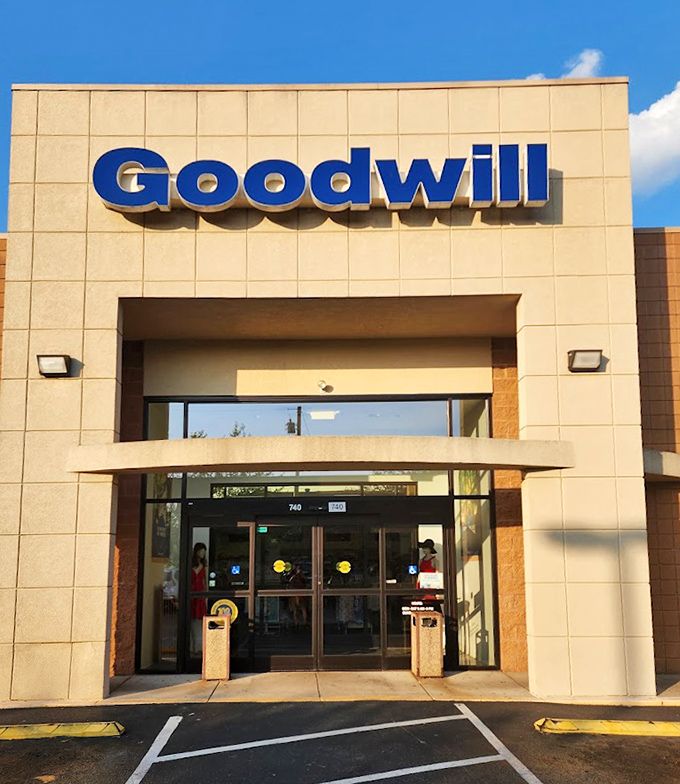 The iconic blue Goodwill sign has become synonymous with treasure hunting for generations of thrifty Kentuckians.