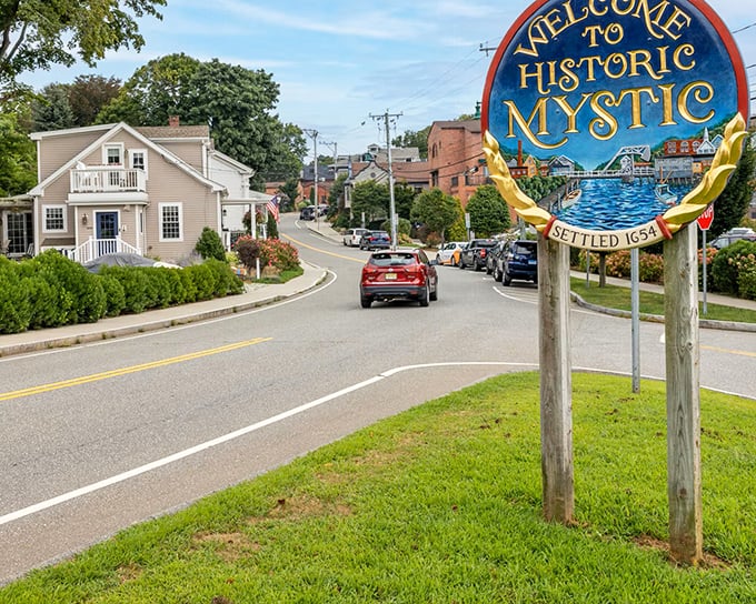 That welcome sign says it all - this historic seaport town embraces newcomers seeking affordable coastal charm.