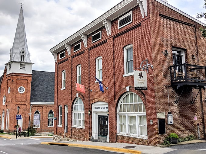 History meets hospitality in downtown Lexington, where brick buildings house modern businesses. That church steeple has witnessed centuries of Virginia stories.