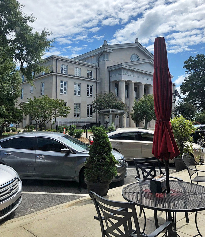 Outdoor dining by historic architecture feels like eating lunch in a postcard, minus the silly tourist prices thankfully.