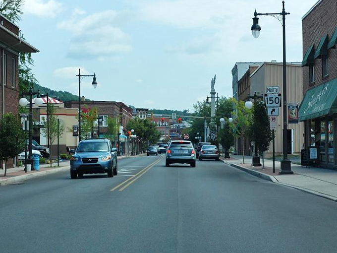 Brick buildings stand proud along streets where community spirit thrives every single day.