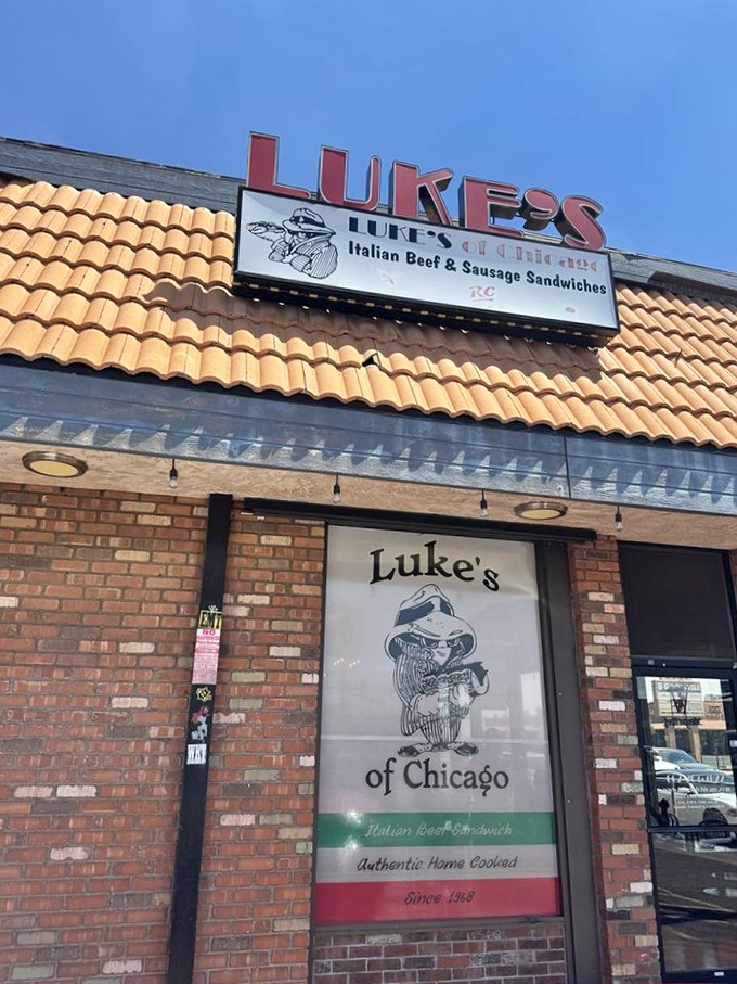 Luke's storefront proudly displays its Chicago heritage. Inside, hot dogs are served the right way&mdash;absolutely no ketchup allowed!