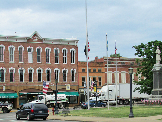 Flags wave proudly in Millersburg&rsquo;s town square, where history, local pride, and friendly faces create a picture-perfect Ohio moment.