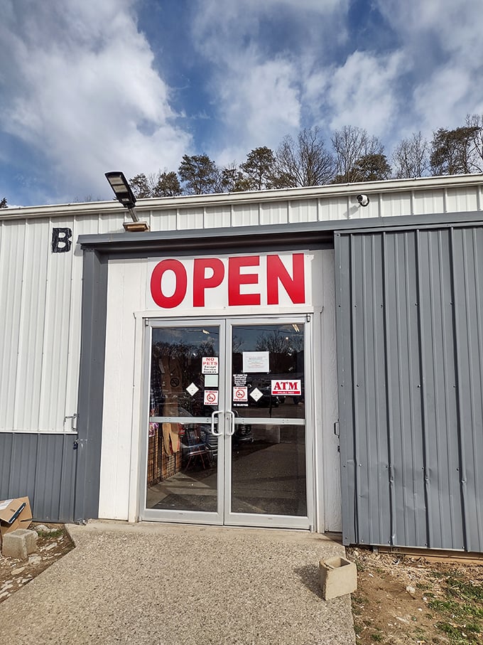 Open for business and bargains! Milton Flea Market's entrance welcomes treasure hunters with the promise of unexpected finds.