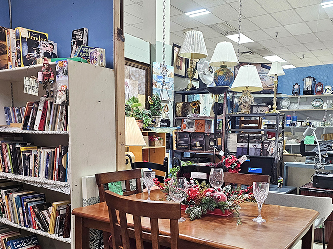 Elegant table settings amid vintage treasures? Peddlers Mall knows presentation matters when showcasing yesterday's treasures.