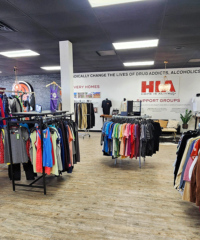 Rows of possibilities line these bright aisles where every purchase supports recovery programs changing lives throughout the community.