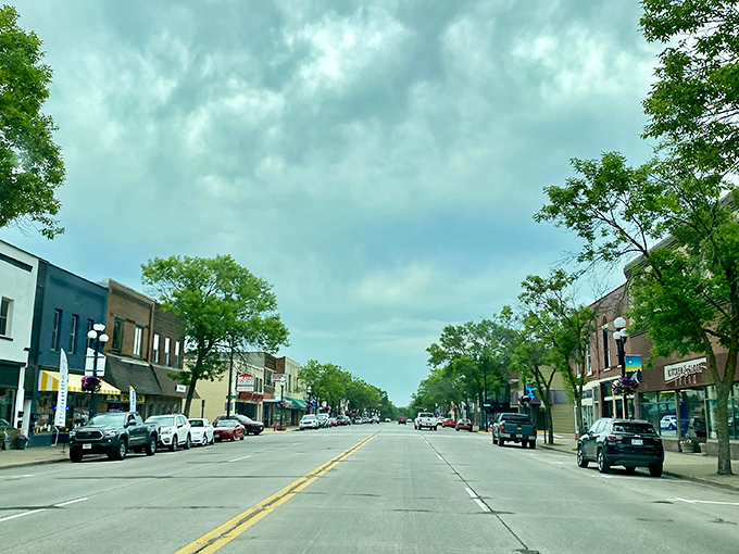 Blue skies frame Rice Lake's charming main drag, where nobody's in a hurry and that's precisely the point.