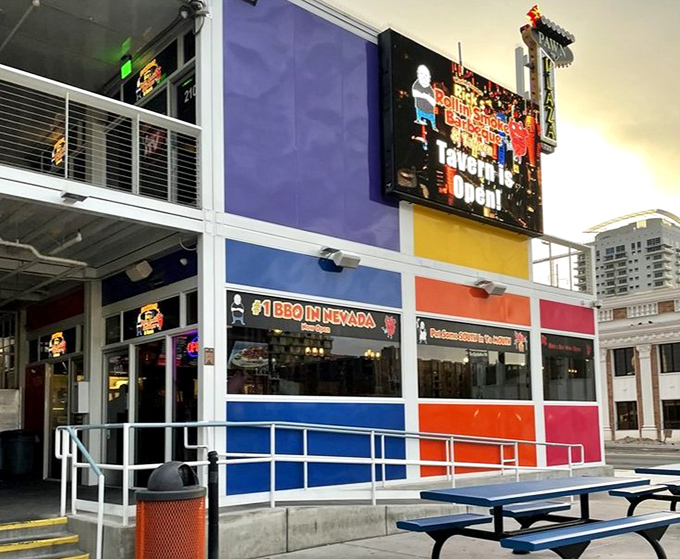 The colorful, multi-story home of Rick's Rollin Smoke proudly declares itself "#1 BBQ in Nevada" &ndash; fighting words in BBQ circles!