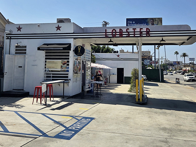 That retro canopy has been sheltering some of LA's most surprisingly spectacular seafood for years running.