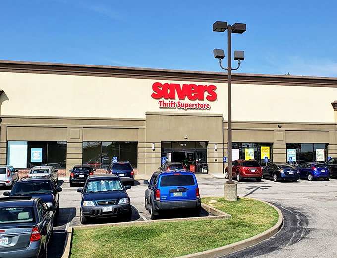 Savers stands ready, a fortress of finds where suburban treasures await new homes and second chances.