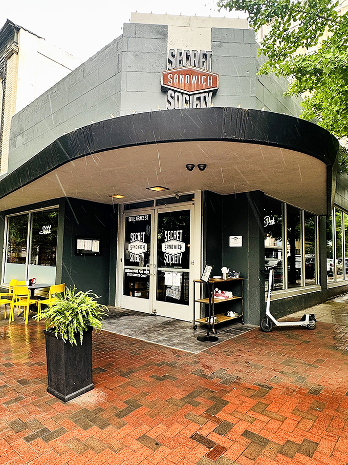 Downtown Richmond's Secret Sandwich Society isn't really keeping secrets - that sign practically shouts "amazing sandwiches inside!"