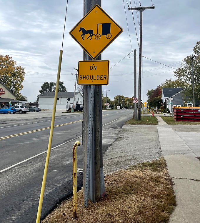 Even the road signs respect tradition here - horses have the right of way in Amish country.