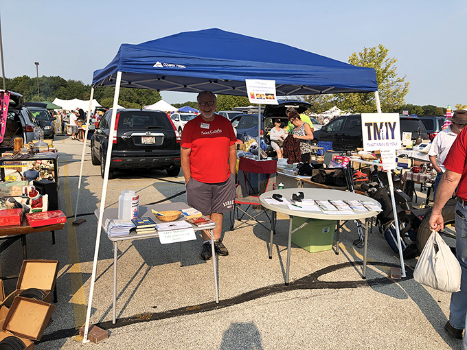 Wooden crates and vintage finds create an archaeological dig where the artifacts come with price tags.