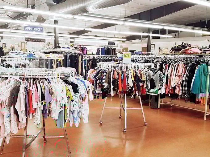 Racks upon racks of possibility&mdash;St. Vincent's clothing section is where budget-friendly fashion dreams come true for savvy shoppers.
