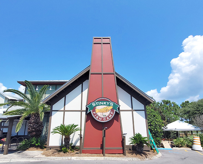 Don't let the name fool you&mdash;Stinky's Fish Camp's impressive architecture and palm-lined entrance promise seafood that's anything but malodorous!