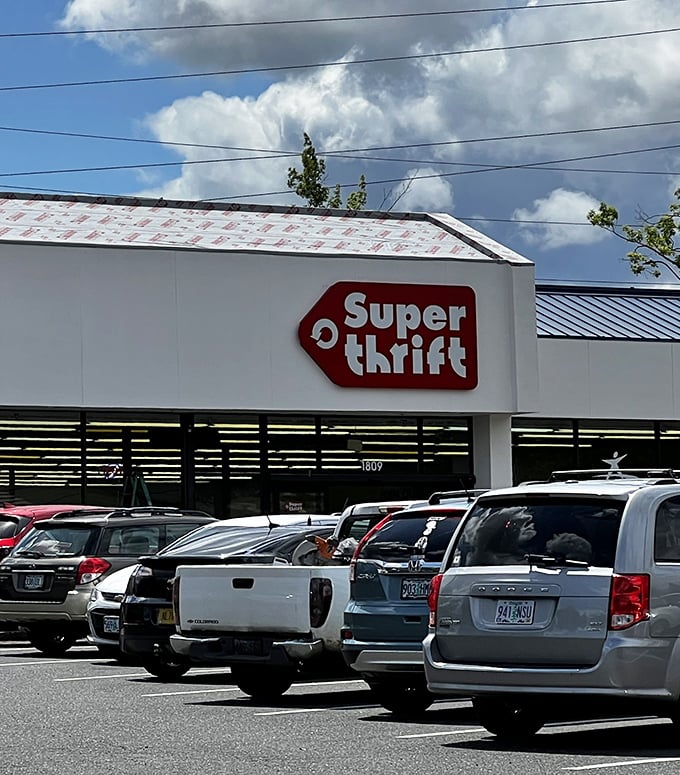 A packed parking lot tells the story&mdash;savvy Oregonians know where to find deals worth driving for.