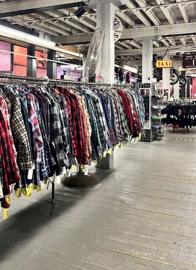 Flannel paradise! The Garment District's endless racks of vintage clothing promise style treasures for the patient hunter.
