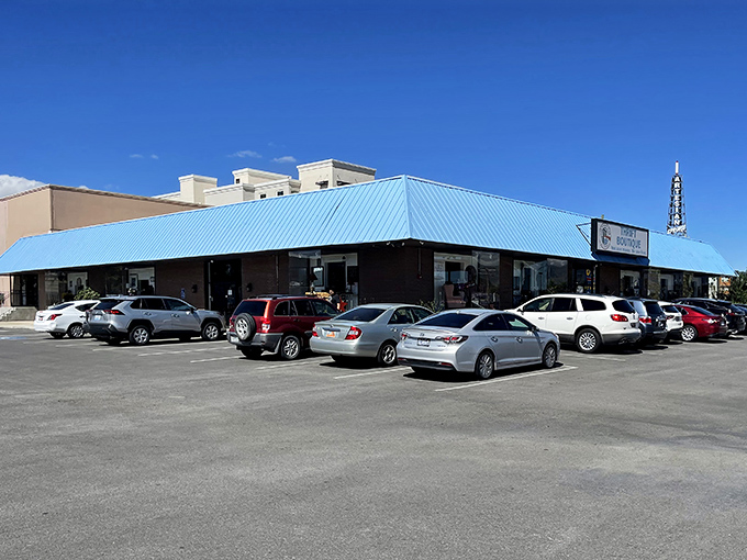 Evening glow meets bargain hunting magic - this storefront promises adventures that'll make your grandmother's shopping stories seem tame.