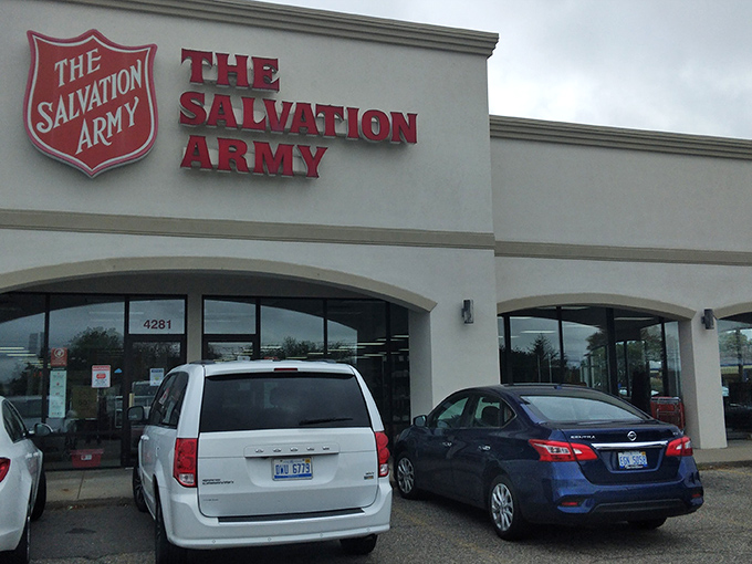 This isn't your grandmother's tiny charity shop - this location means business for bargain hunters. 